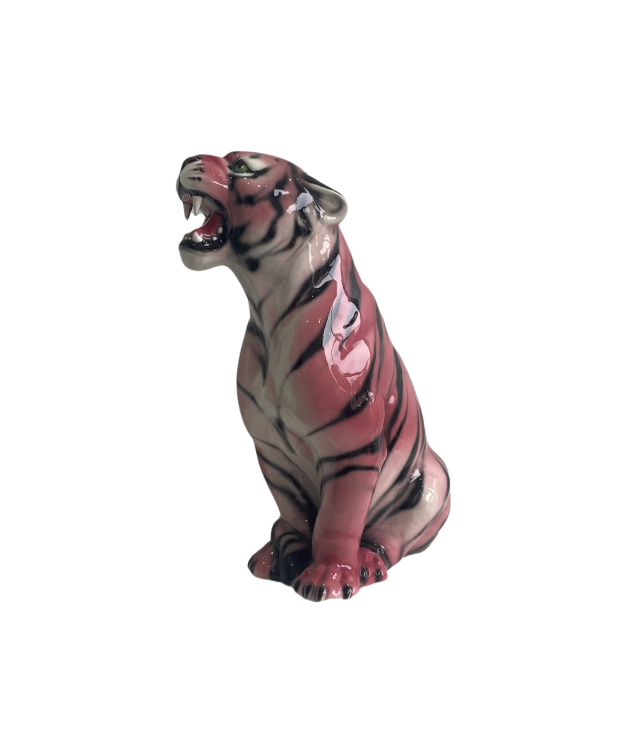 Cherry 45cm Pink & Black Ceramic Tiger
